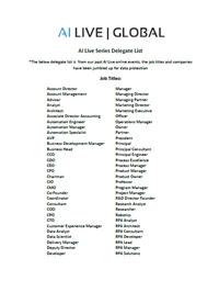 AI Live Sample Delegate List