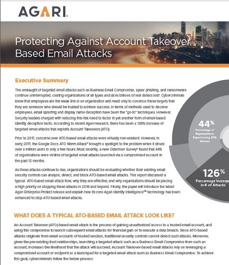 Protecting Against Account Takeover Based Email Attacks