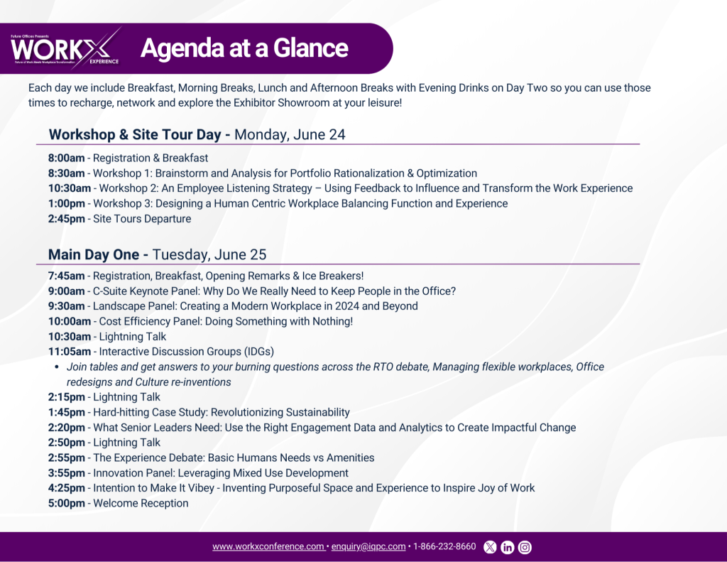 WorkX Agenda at a Glance