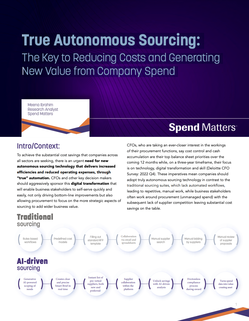 True Autonomous Sourcing: The Key to Reducing Costs and