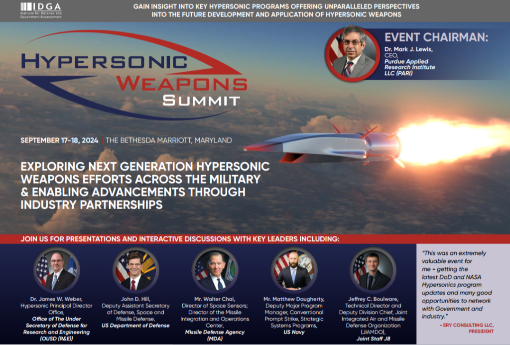 IDGA's Hypersonic Weapons Summit | View the 2024 Agenda