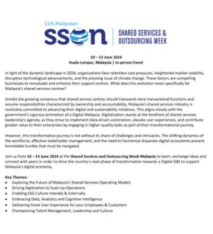 SSOW Malaysia 2024 Skeletal Agenda | Shared Services and