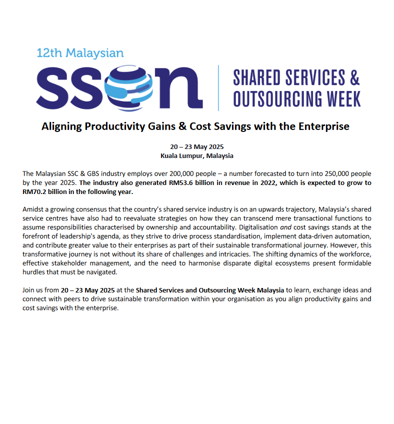 SSOW Malaysia 2025 Agenda | Shared Services and