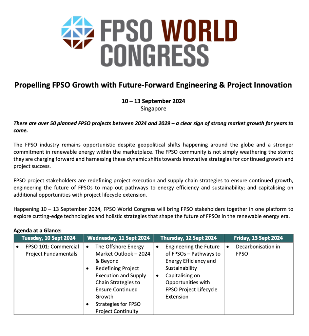 View Agenda - FPSO World Congress 2024 | FPSO World