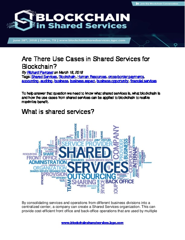 Are there Use Cases in Shared Services for Blockchain?