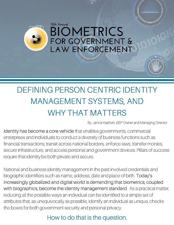 Defining Person Centric Identity Management Systems - Why it Matters