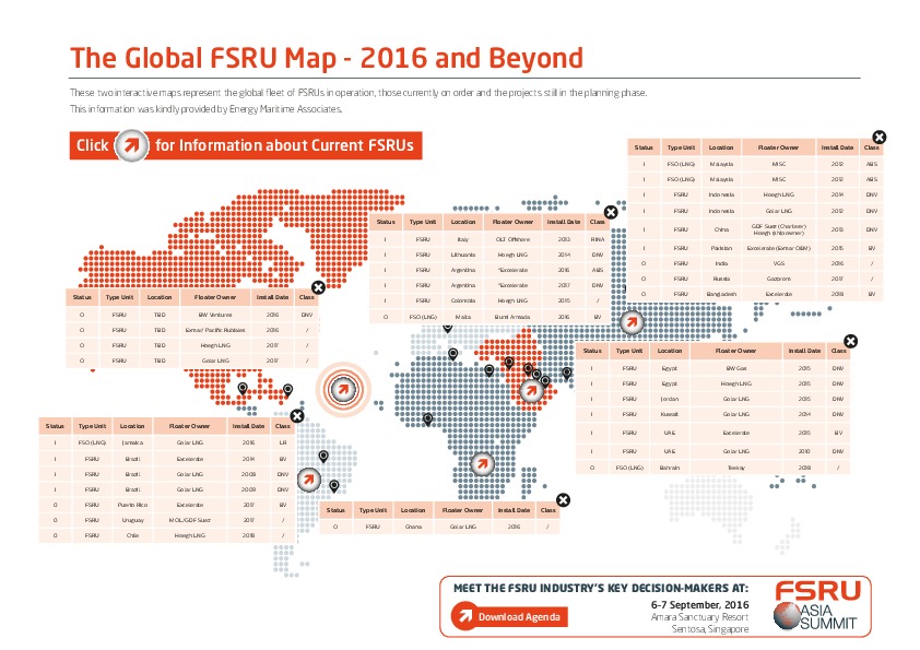 The Global FSRU Map - 2016 and Beyond