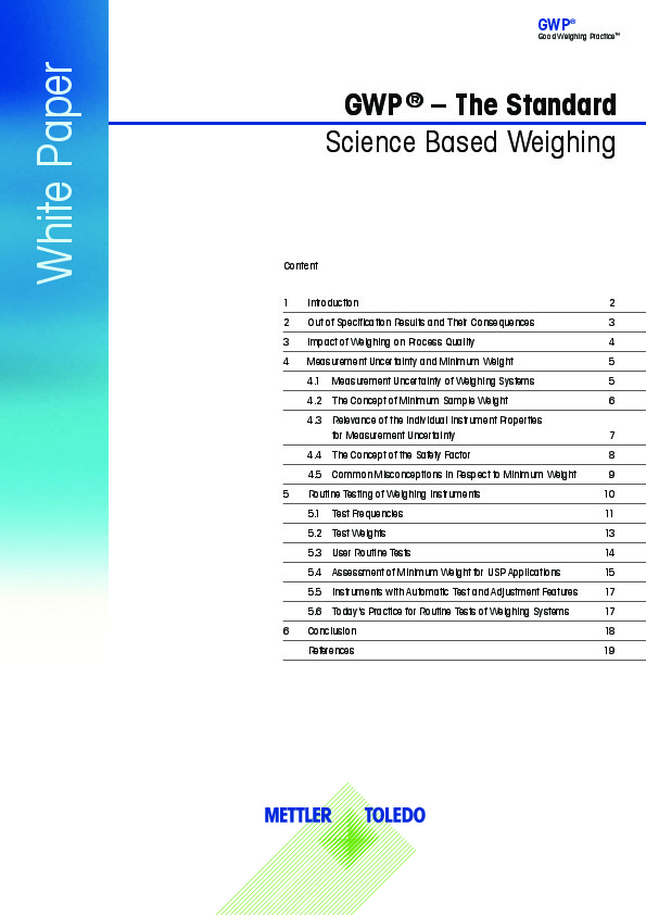 White Paper: Expert knowledge on minimum weight and routine testing ...