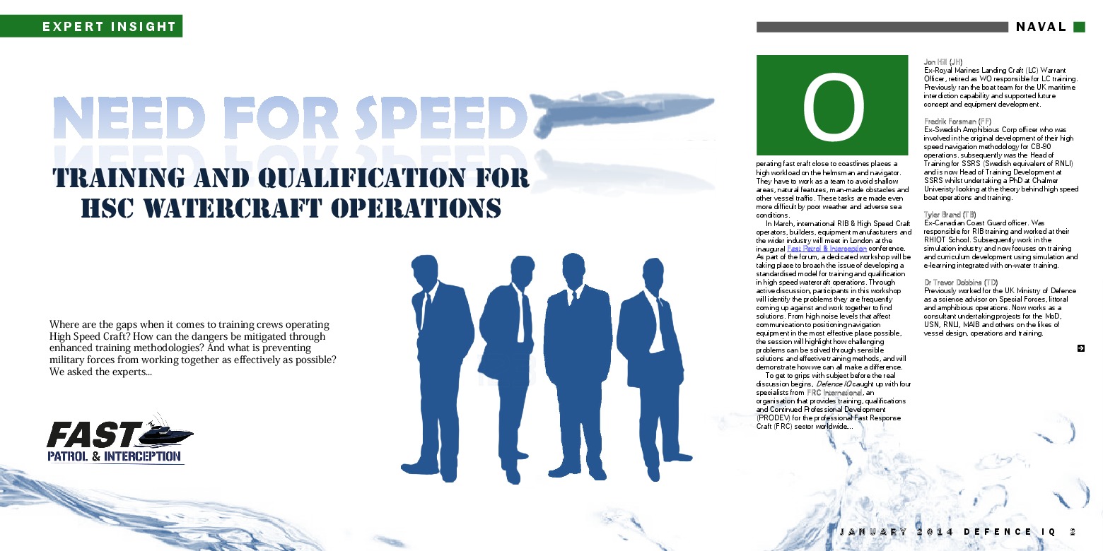 Need for speed: Training and qualification for HSC watercraft operations