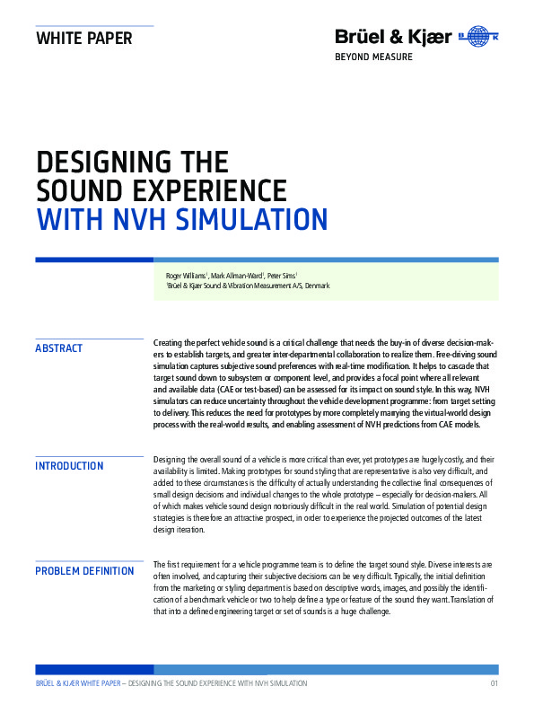 Designing the Sound Experience with NVH Simulation