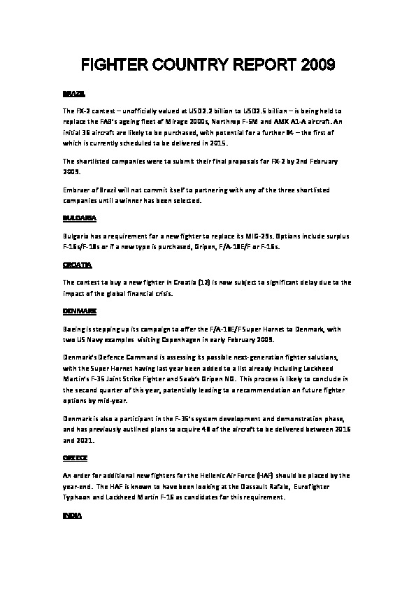 Fighter Country Report 2009