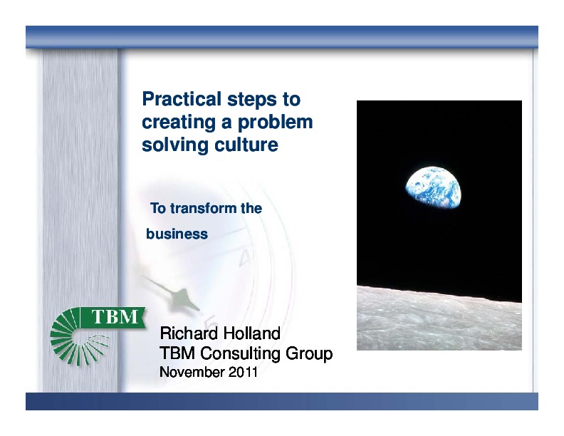 Lean Masterclass Webinar Slides: Practical Steps To Create a Problem ...
