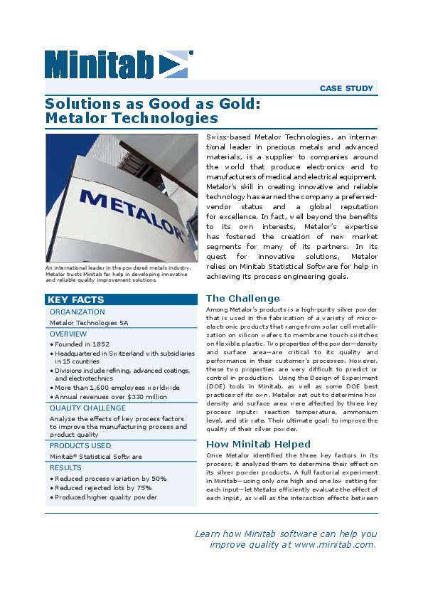 Minitab Case Study: Design of Experiments