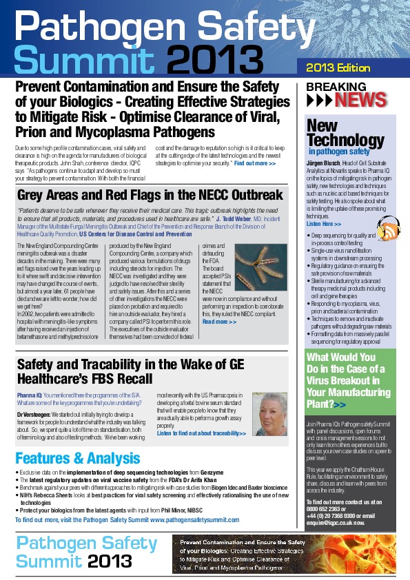 Pathogen Safety Today 2013