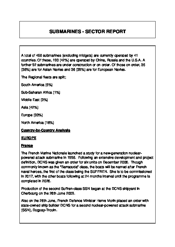 Submarines Sector Report