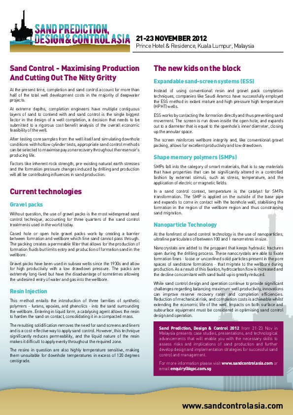 Sand Control - Maximising Oil & Gas Production And Cutting Out The ...