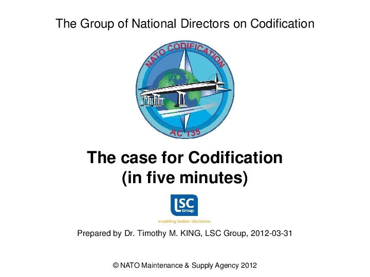 The case for NATO Codification (in five minutes)