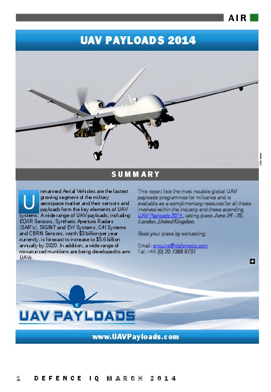 The UAV Payload Market, 2014