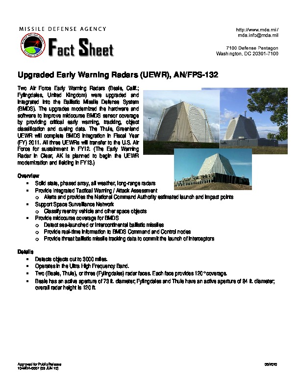 Upgraded Early Warning Radar