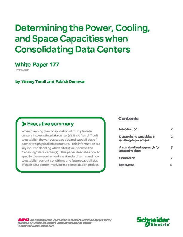 Determining the Power, Cooling and Space Capacities when Consolidating ...