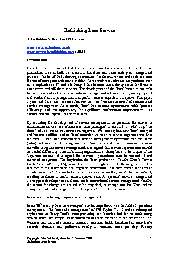 Rethinking Lean Service