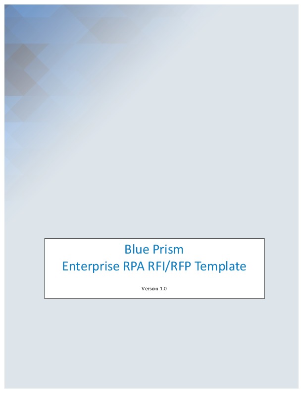 Enterprise RPA Request for Information/Request for Proposal Template
