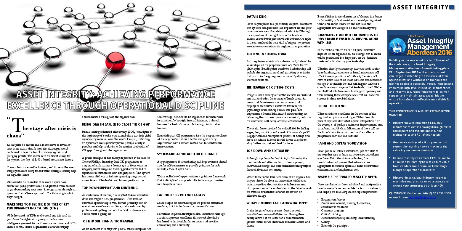 [ANALYSIS] Asset Integrity: Achieving Performance Excellence Through ...