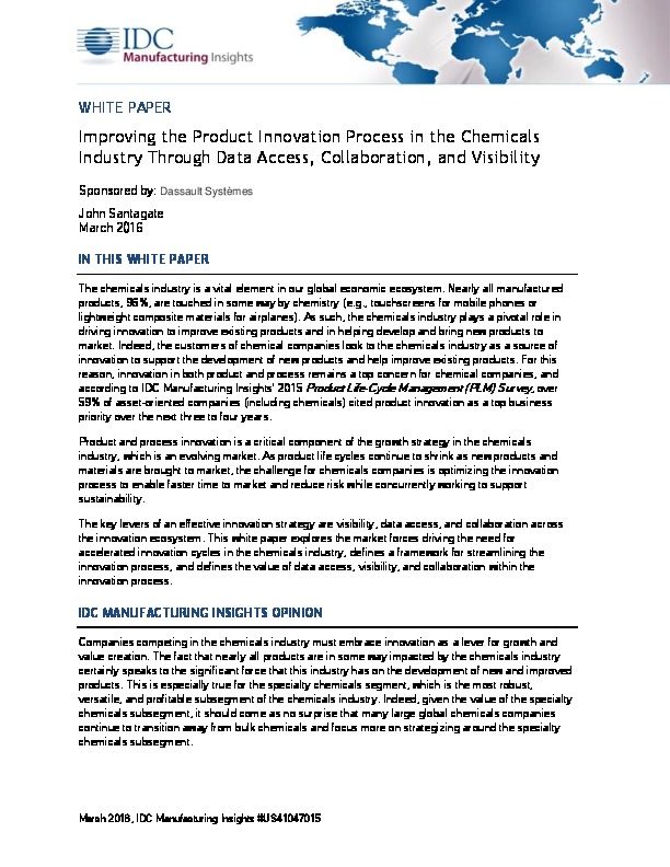 Improving The Chemicals Industry Product Innovation Process Through ...