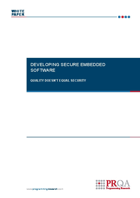 Developing Secure Embedded Software Quality Doesnt Equal Security