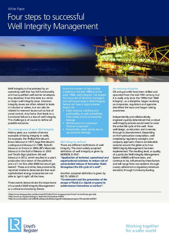 Four Steps To Successful Well Integrity Management